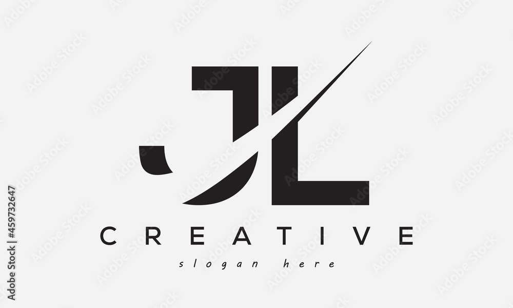 Creative JL Letter Logo Design with Swoosh Icon Vector Illustration ...