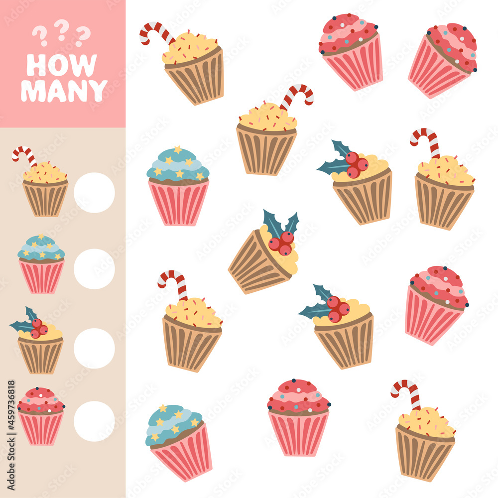 Educational counting game for preschool kids with different sweets. How ...