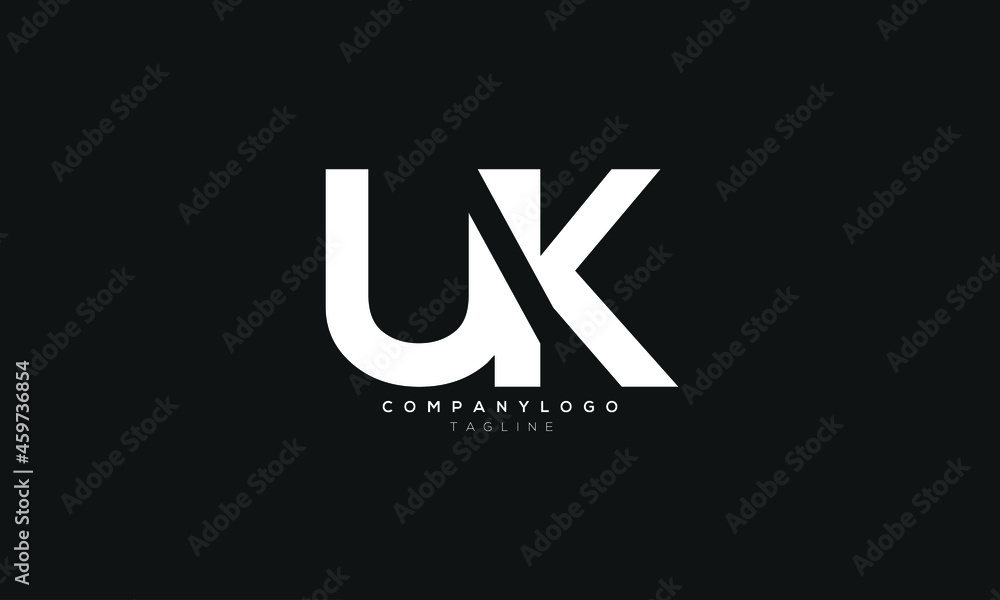 UK, KU, Abstract initial monogram letter alphabet logo design Stock ...
