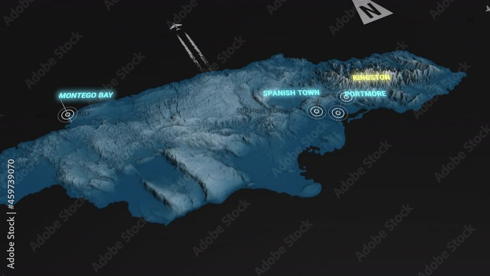 Seamless looping animation of the 3d terrain map at nighttime of ...