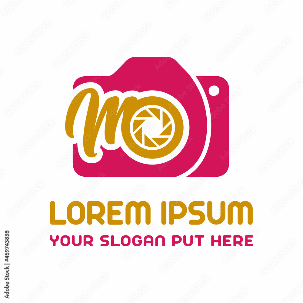 M camera letter logo design template vector Stock Vector | Adobe Stock
