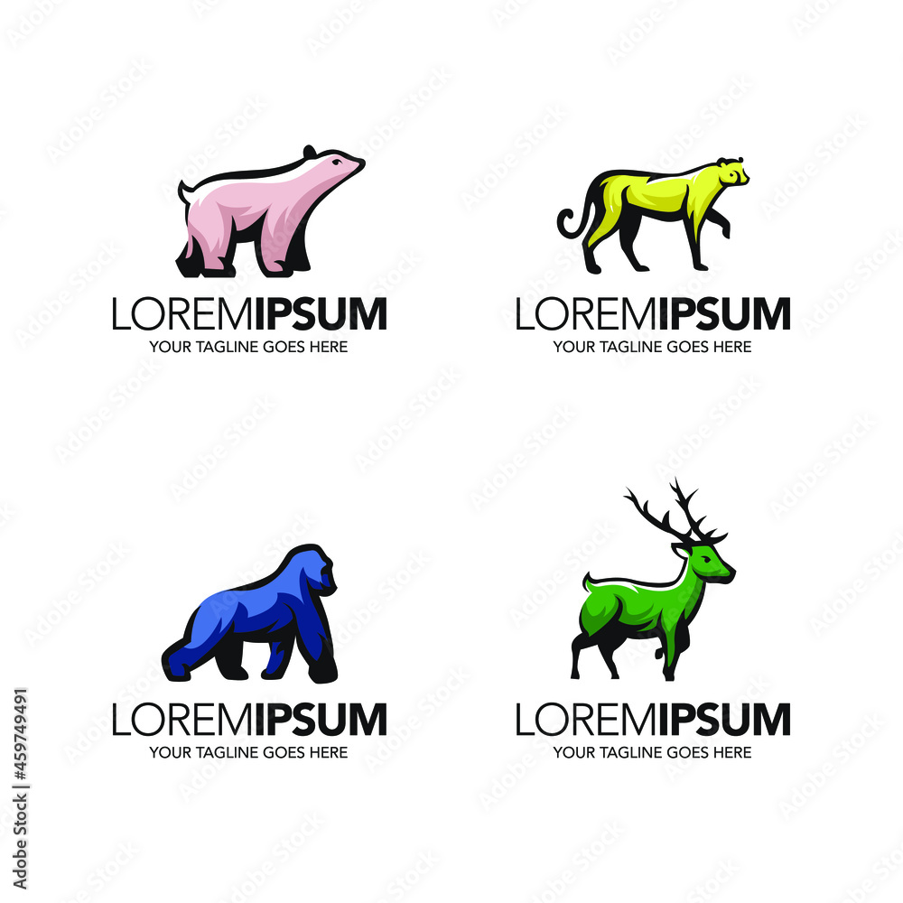 simple minimalist abstract line art wild animals logo design Stock ...