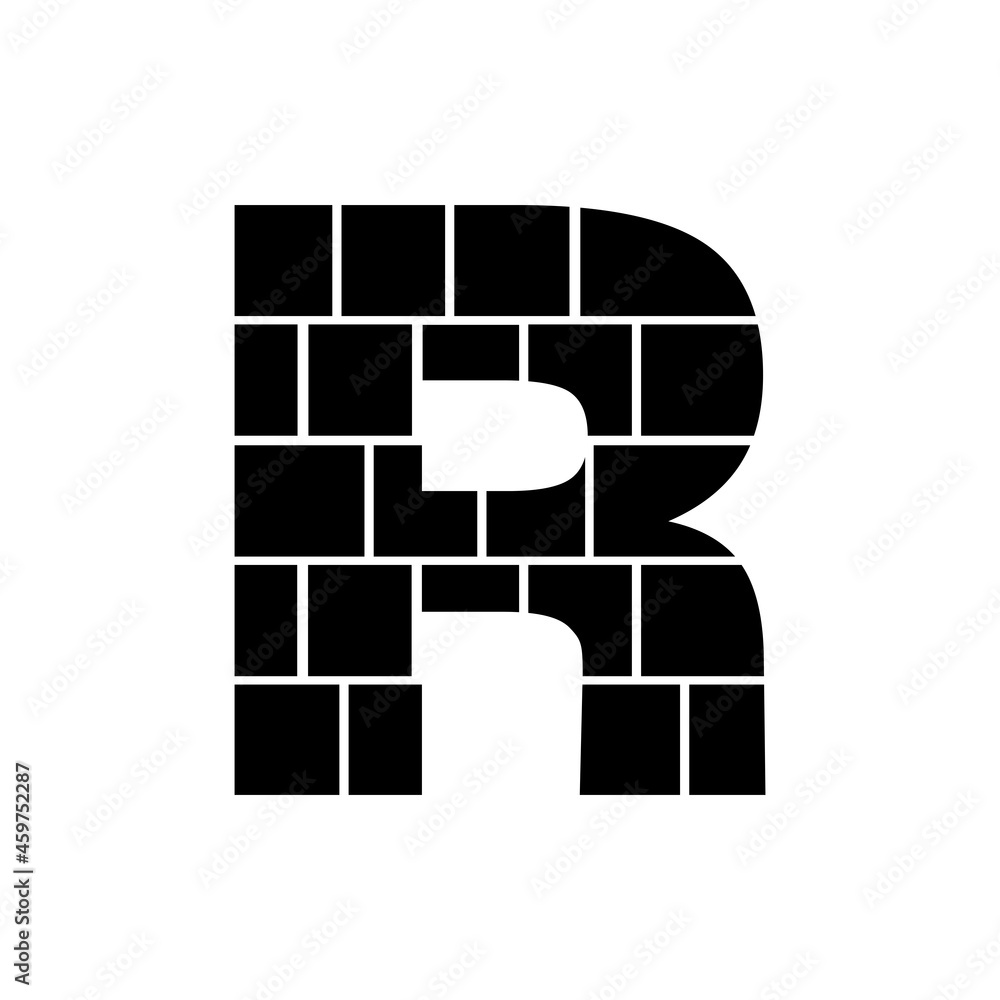 Letter R mask area. Alphabet-letter photo collage frames template ...