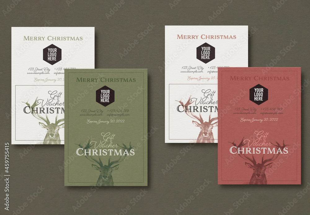 Gift Voucher Christmas plantilla de Stock | Adobe Stock