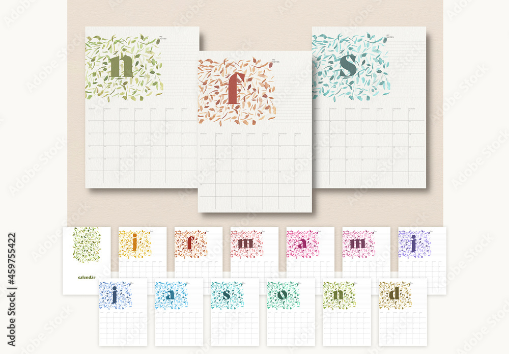 2022 Calendar Letter Stock Template | Adobe Stock