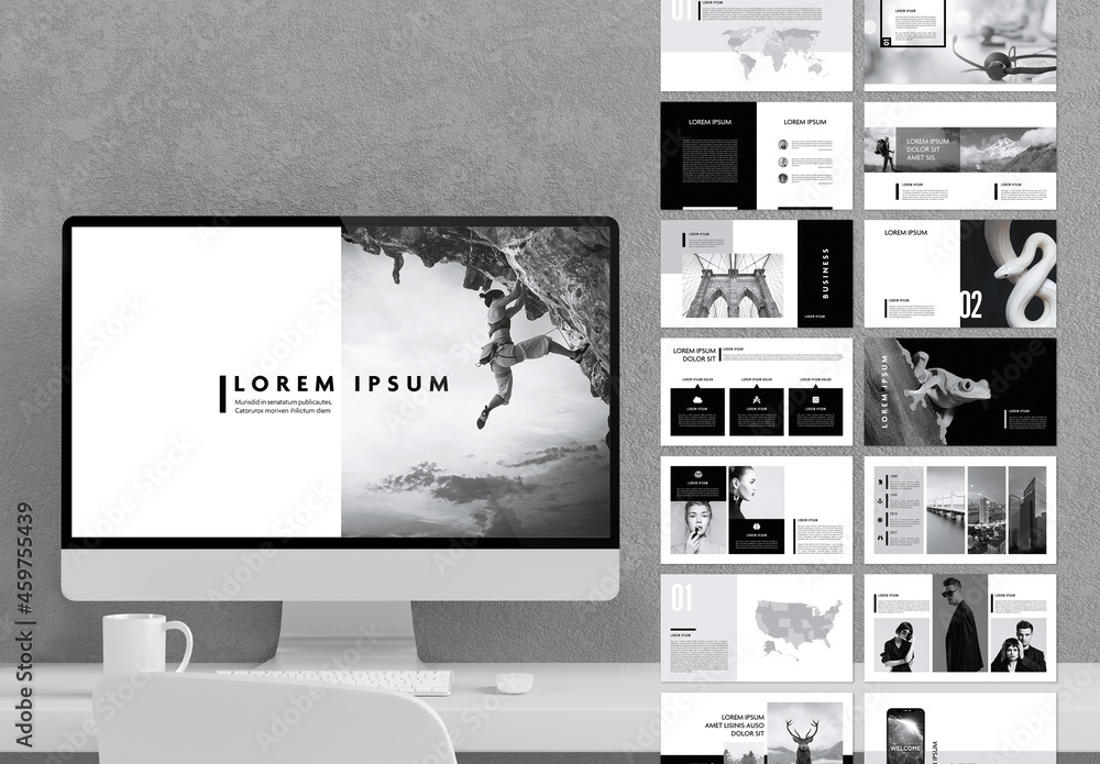 Minimal Grey and Black Multipurpose Presentation Stock Template | Adobe ...