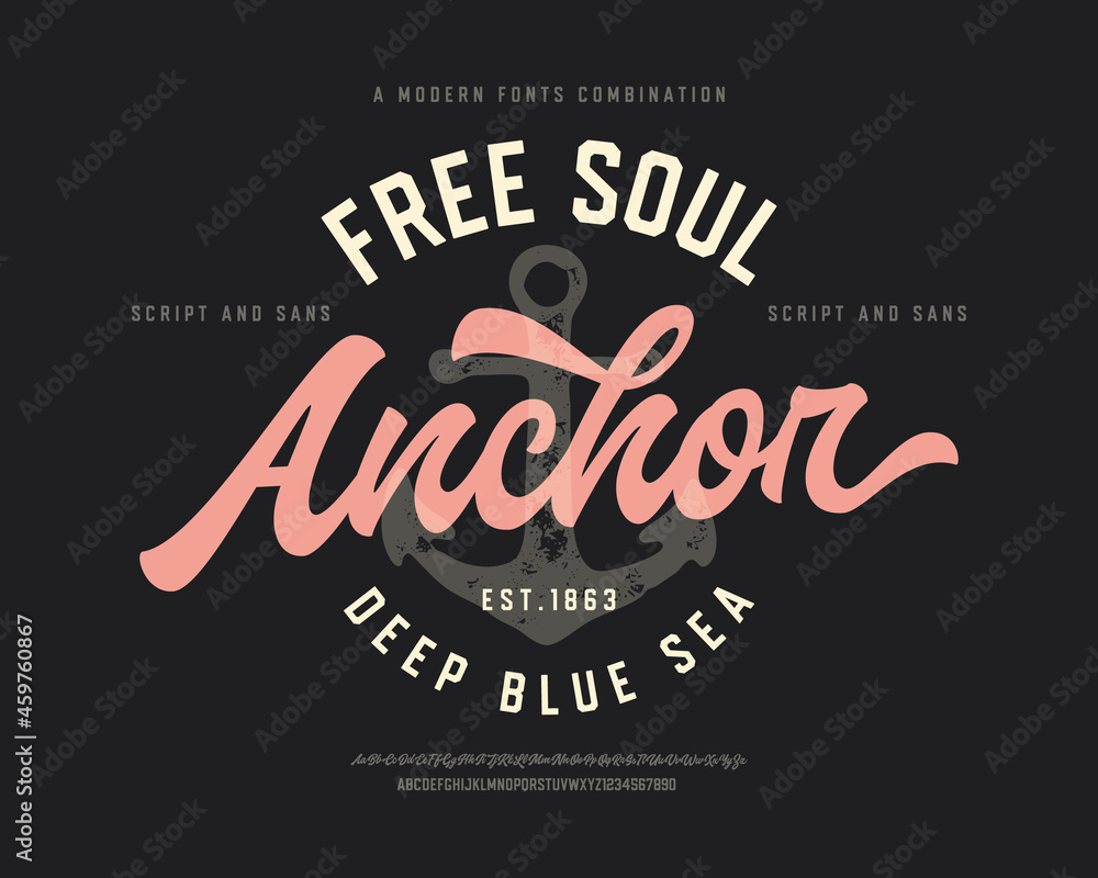 Anchor. Badge with Original Script and Sans Serif Fonts. Vector ...