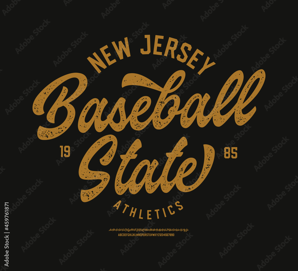 New Jersey. Badge with Original Script and Sans Serif Fonts. Vector ...