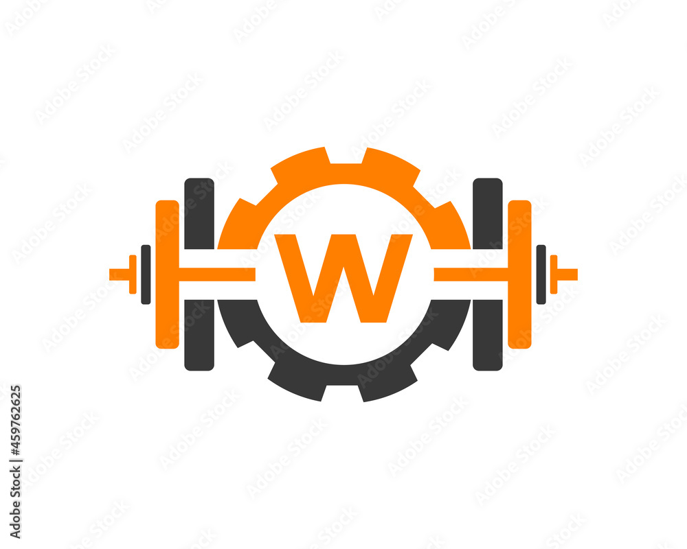 Fitness Gym Logo On Letter W. Fitness Club Icon With Exercising ...