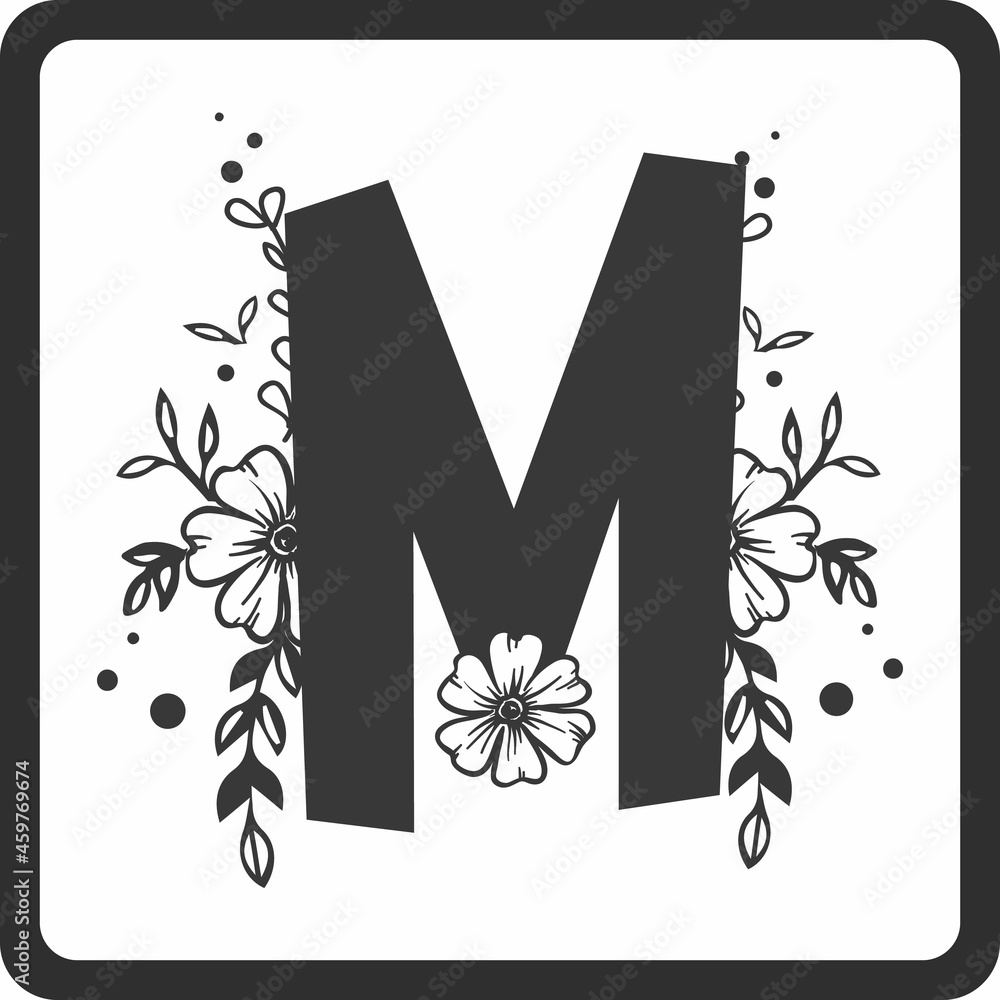 Floral Alphabet M SVG Design | Typography | Alphabet SVG Cut Files ...