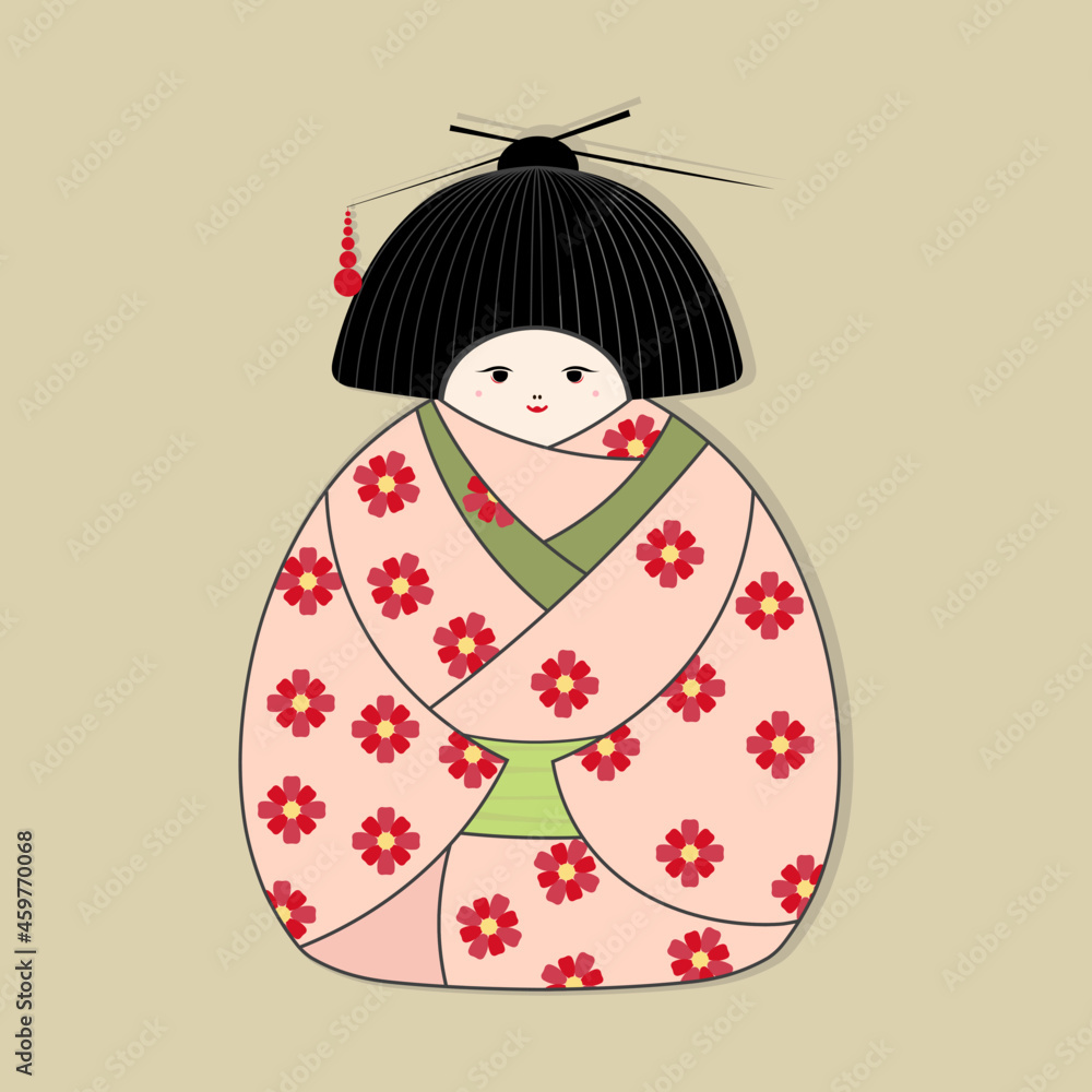 Vector graphics: Japanese doll in traditional national costume Stock ...