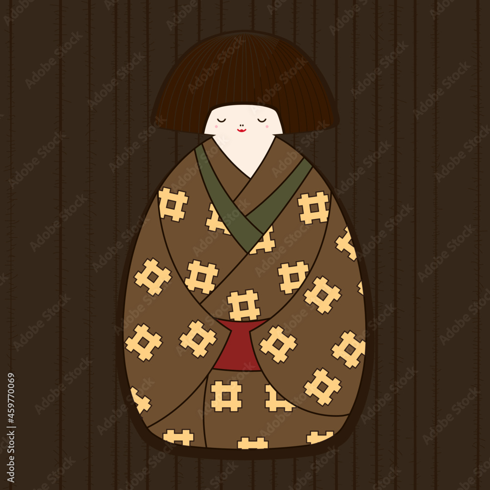 Vector graphics: Japanese doll in traditional national costume Stock ...