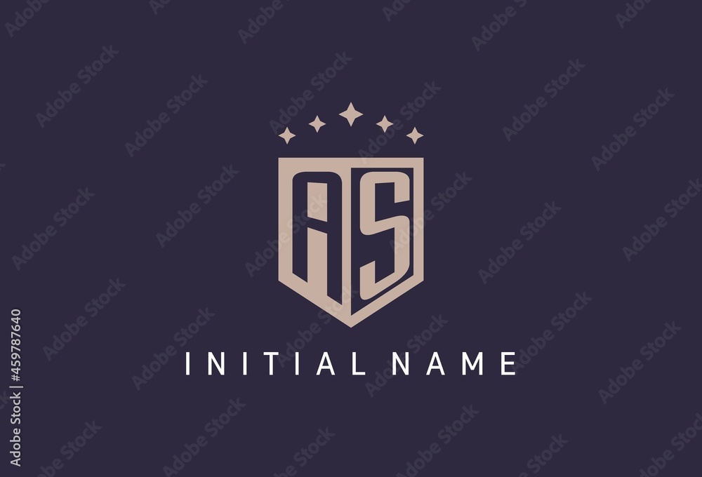 AS initial shield logo icon geometric style design Stock Vector | Adobe ...