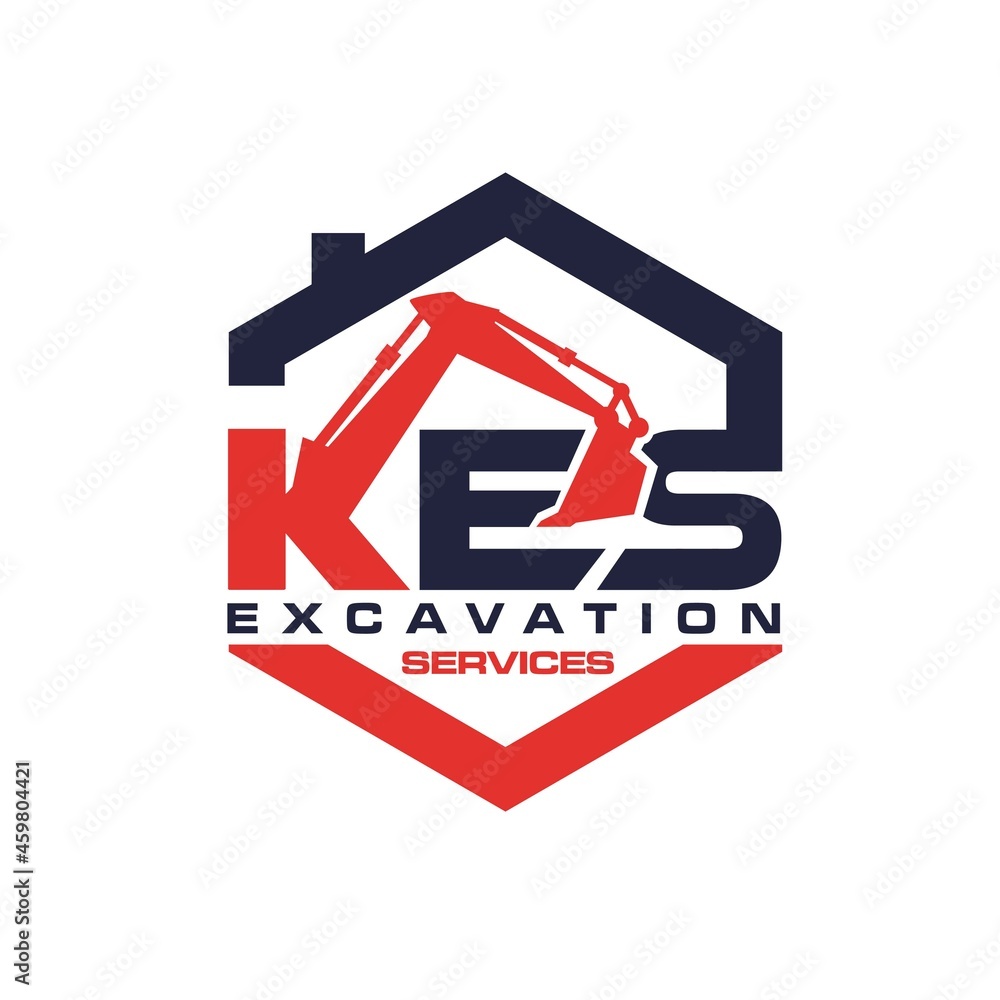 k e s excavator construction logo designs modern emblem Stock Vector ...