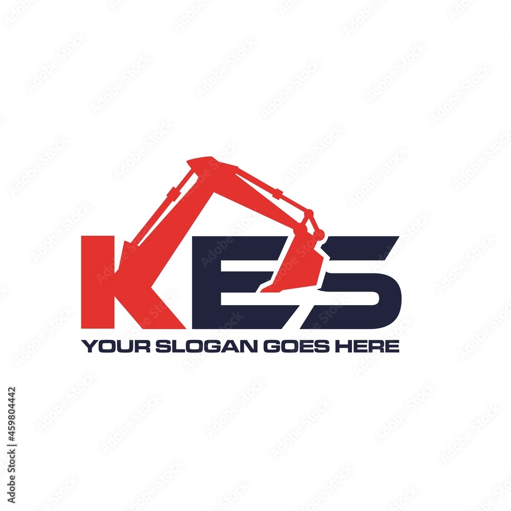 k e s excavator construction logo designs modern emblem Stock Vector ...