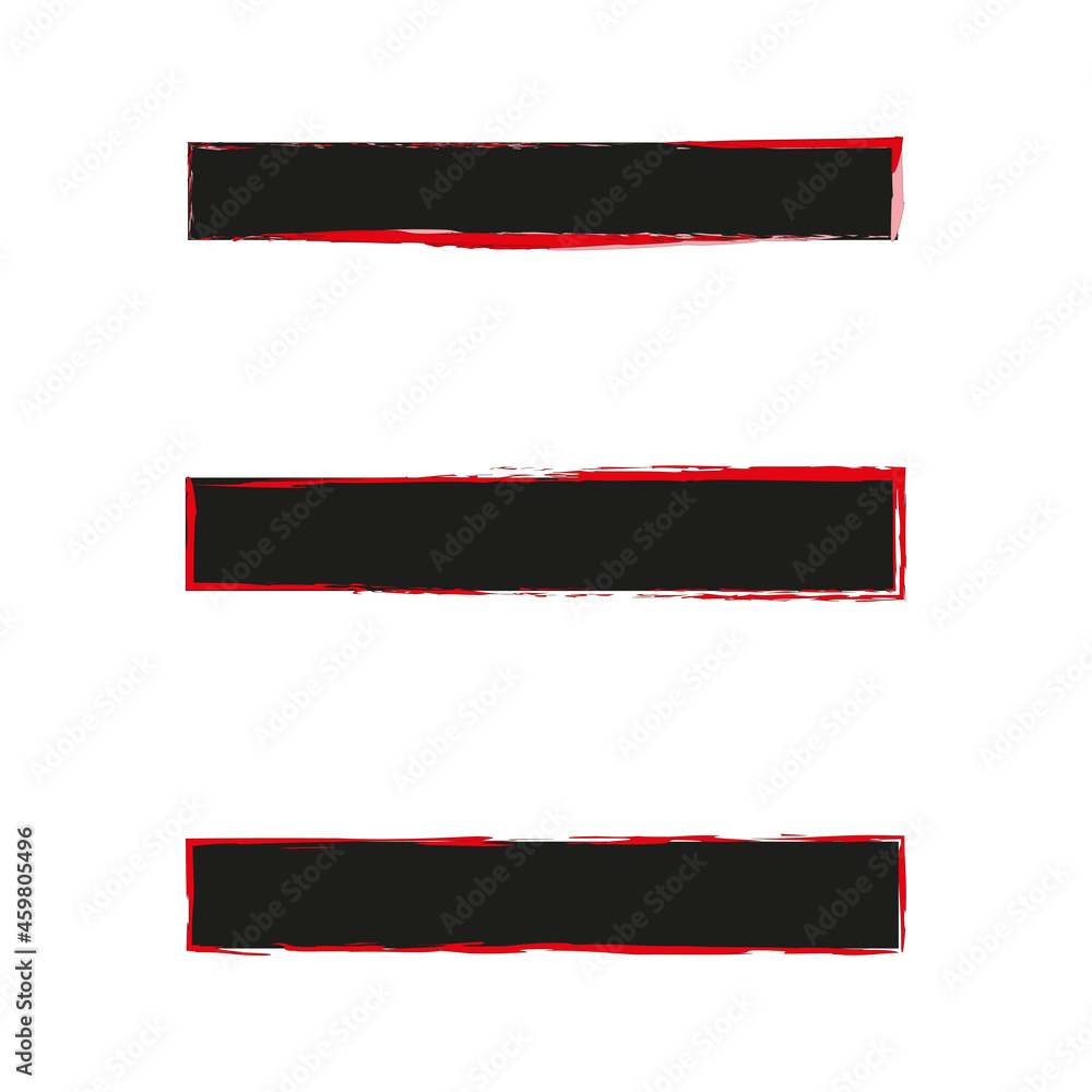 Black horizontal fat lines. Red frame. Ink design elements. Freehand ...