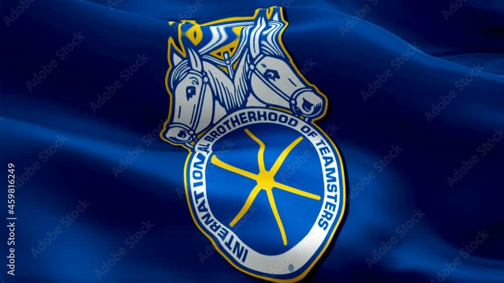 Blue Teamsters Flag Wave Loop waving in wind. Realistic Blue Drivers ...