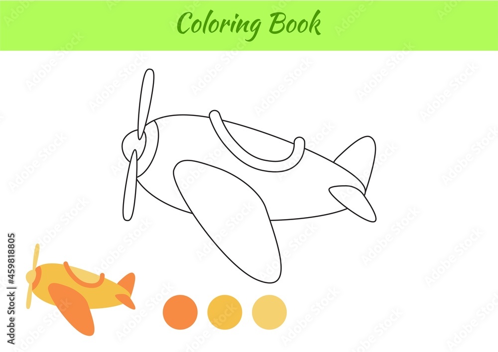 Coloring book plane for children. Educational activity page for ...
