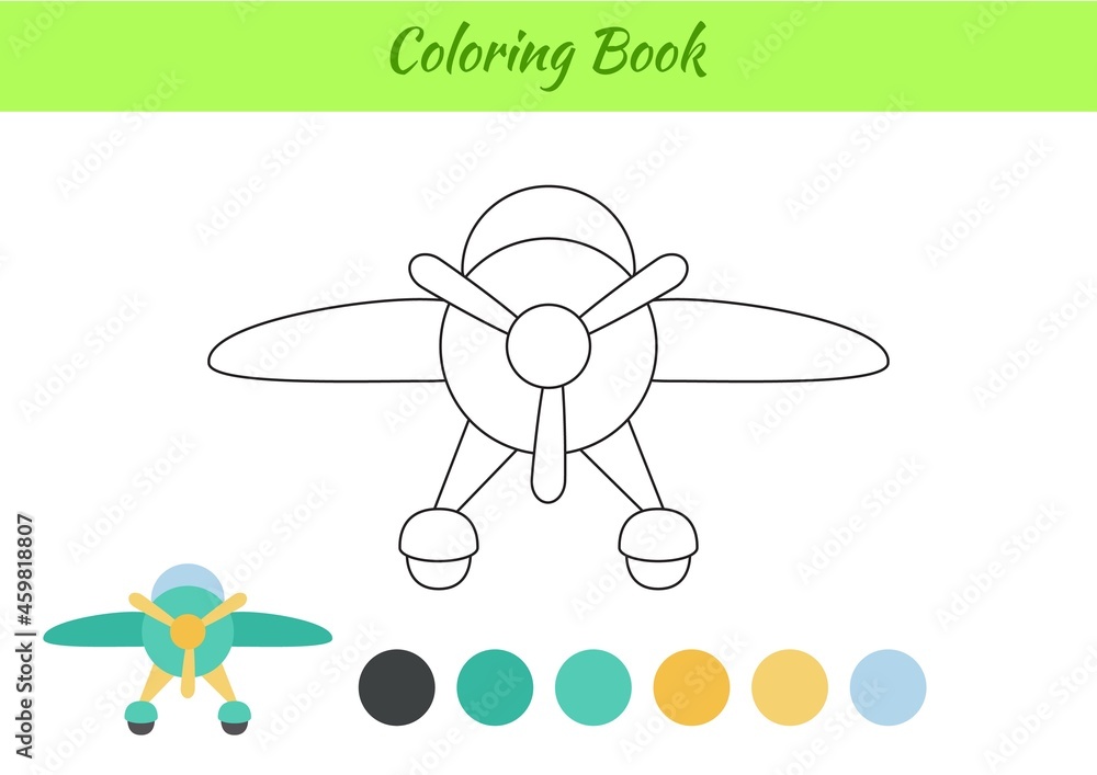 Coloring page airplane for children. Educational activity page for ...