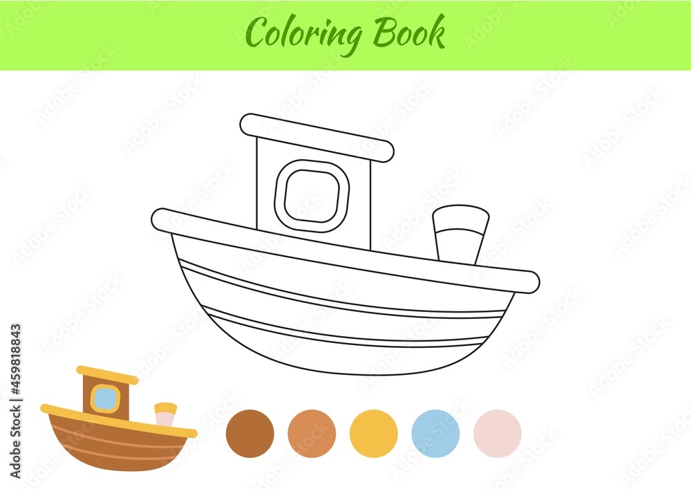 Coloring book boat for children. Educational activity page for ...