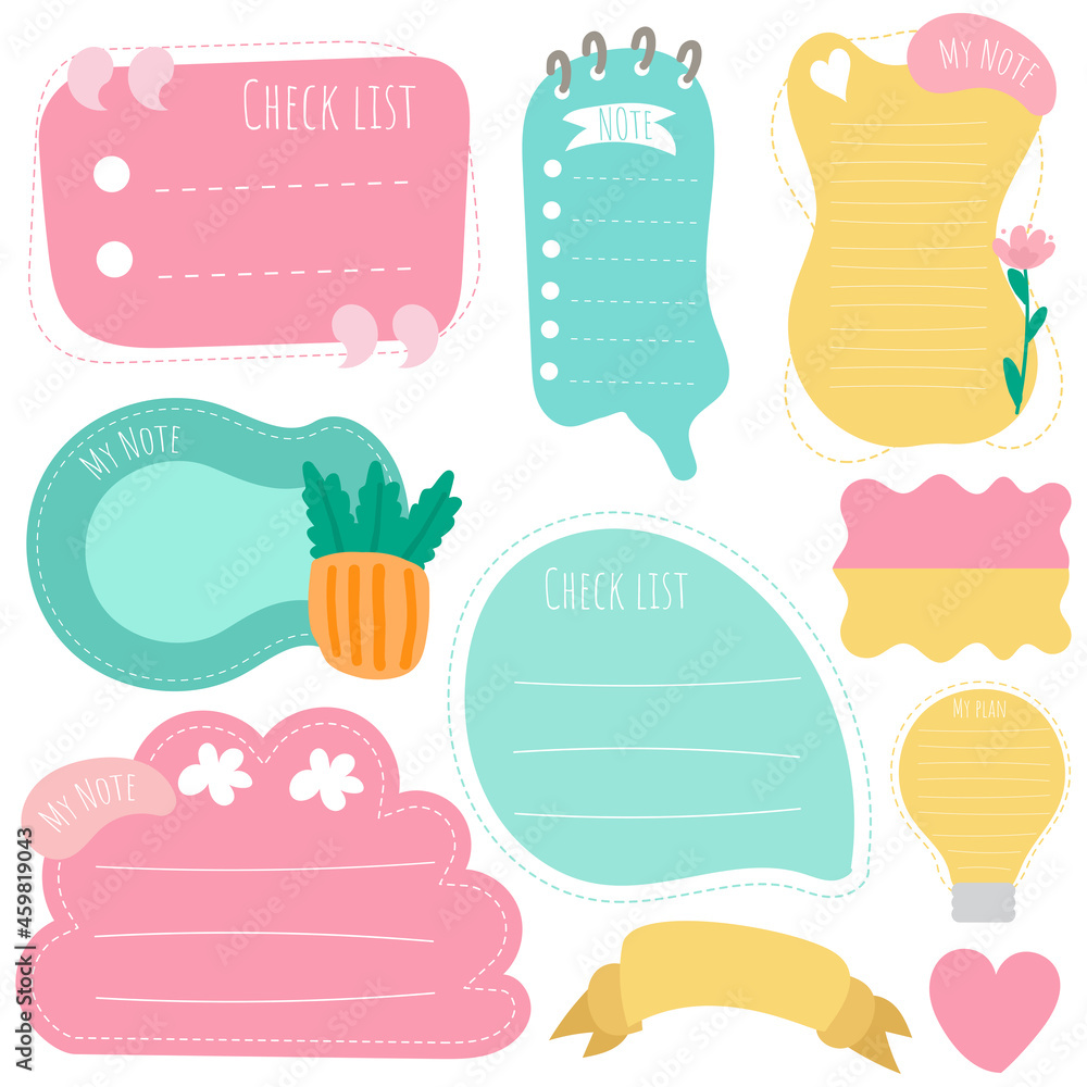 Cute paper notes. Stationary set. Scrapbook notes and cards.Printable ...