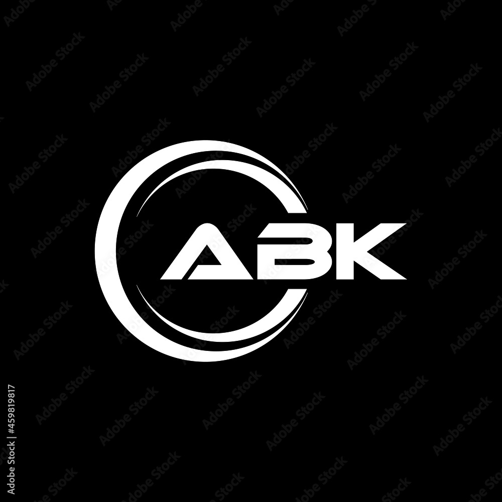 ABK letter logo design with black background in illustrator, vector ...