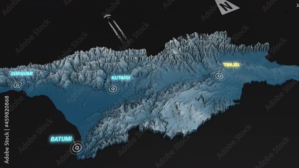 Seamless looping animation of the 3d terrain map at nighttime of ...