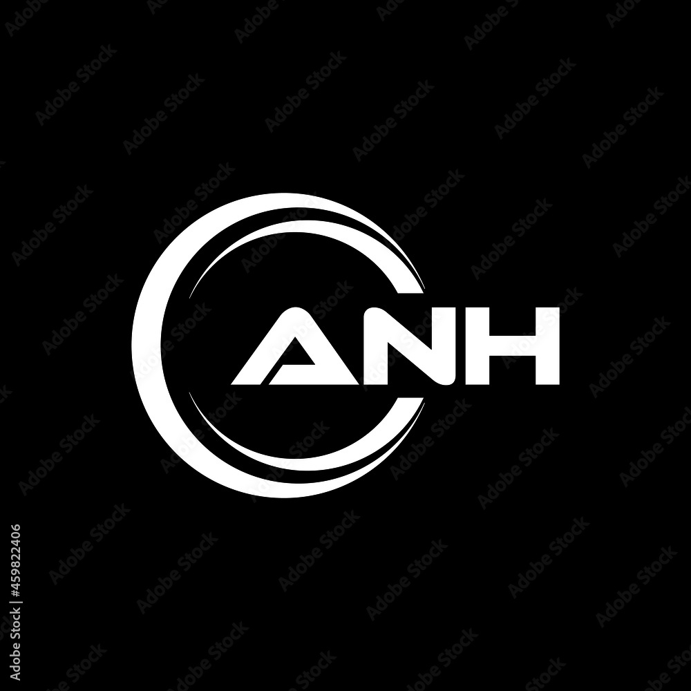 ANH letter logo design with black background in illustrator, vector ...