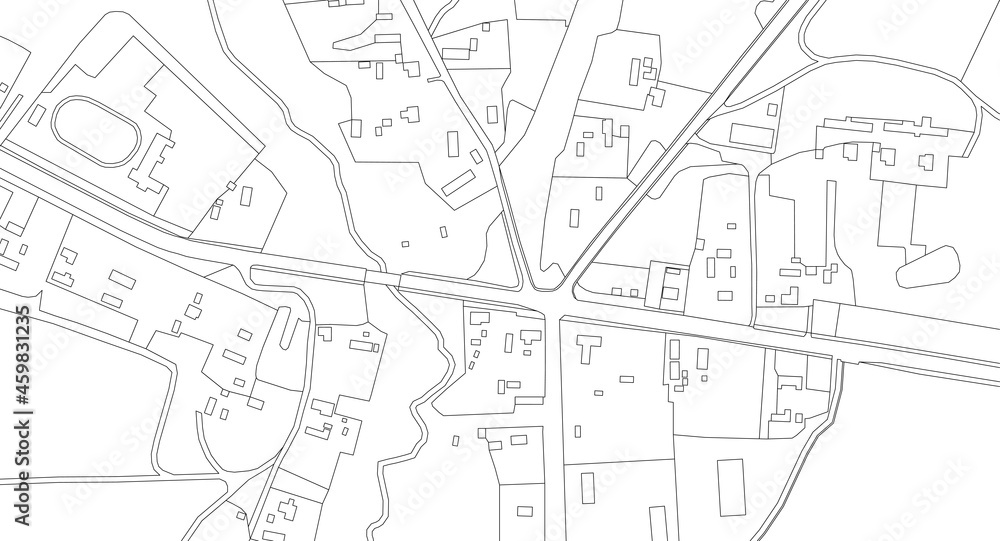 Part of urban plan of a town and river. Vector abstract topographic map ...