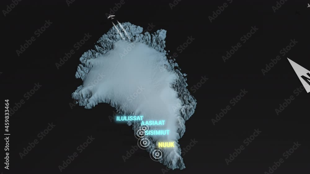 Seamless looping animation of the 3d terrain map at nighttime of ...
