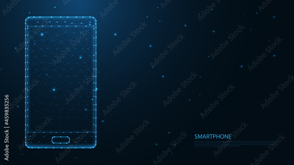 smartphone mobile line connection. Low poly wireframe design. Abstract ...