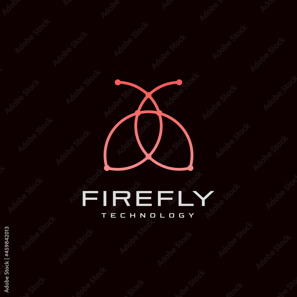 Modern and Minimalist Firefly Technology logo design inspiration Stock ...