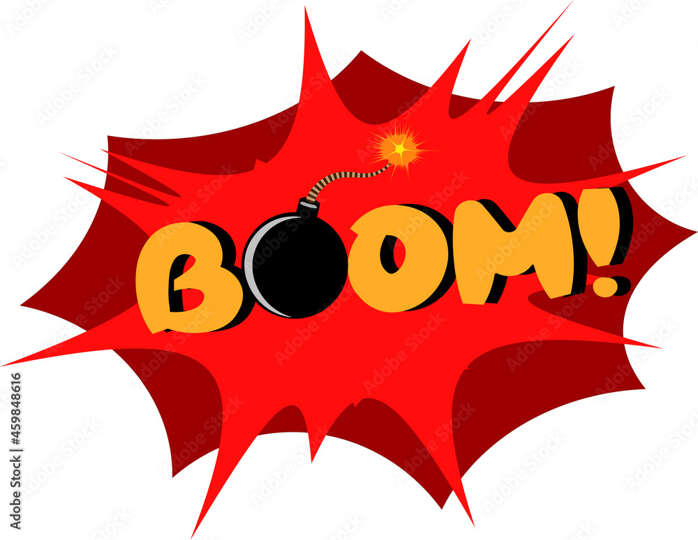 Boom effect bomb explosion effect with text isolated vector Stock ...
