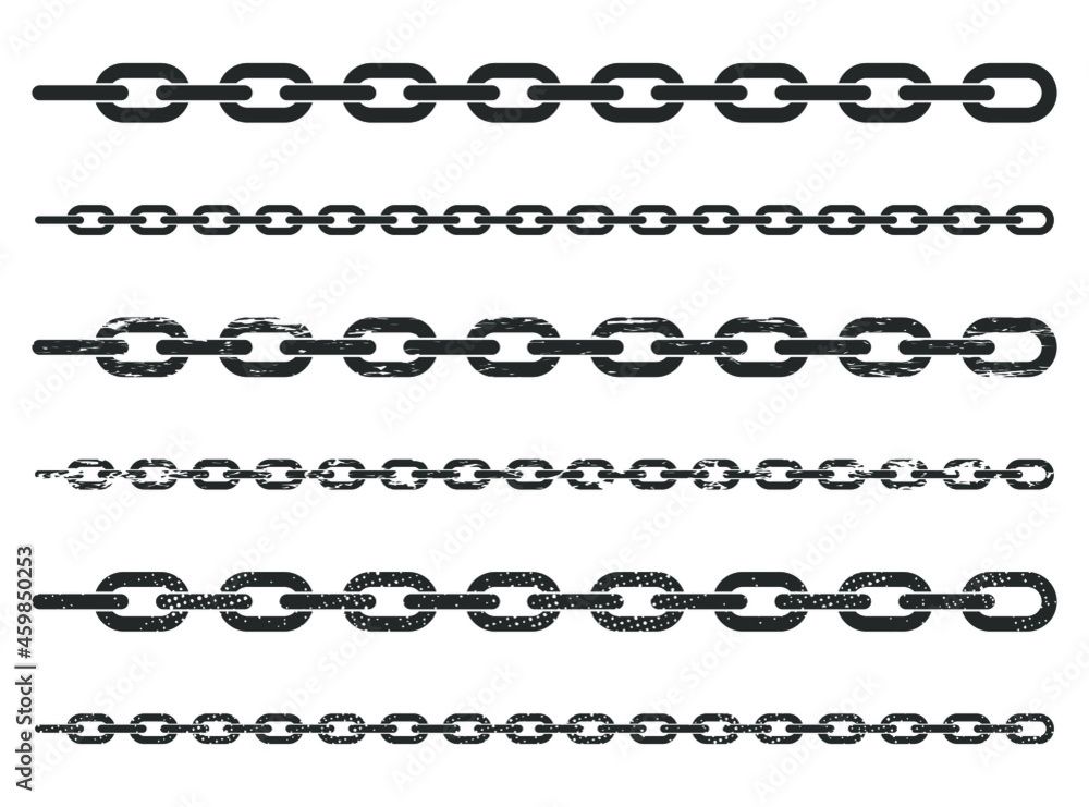 Grunge Seamless chain link pattern shape. Metal, steel, iron chains ...