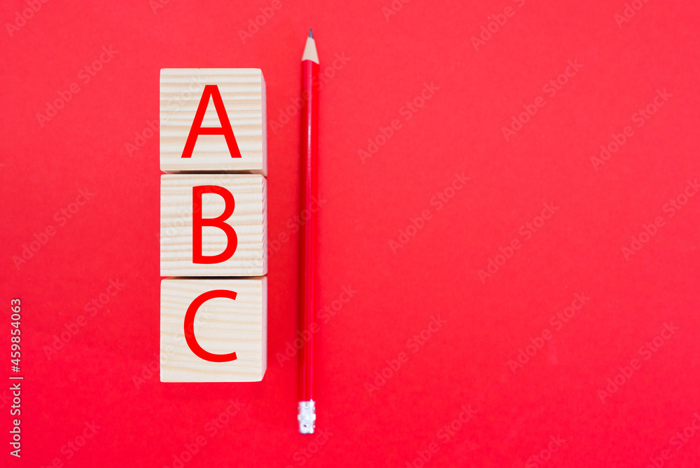 ABC letters of the alphabet on wooden cubic blocks in the form of a ...
