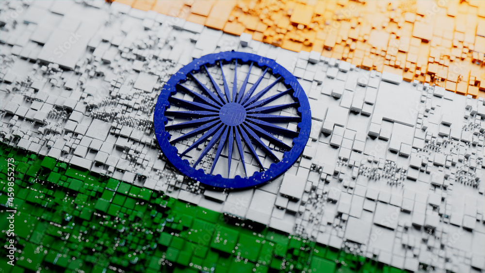 Flag of India rendered in a Futuristic 3D style. Indian Technology ...