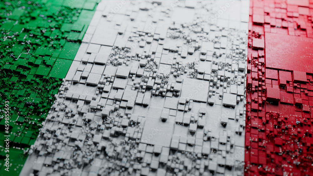 Flag of Italy rendered in a Futuristic 3D style. Italian Technology ...