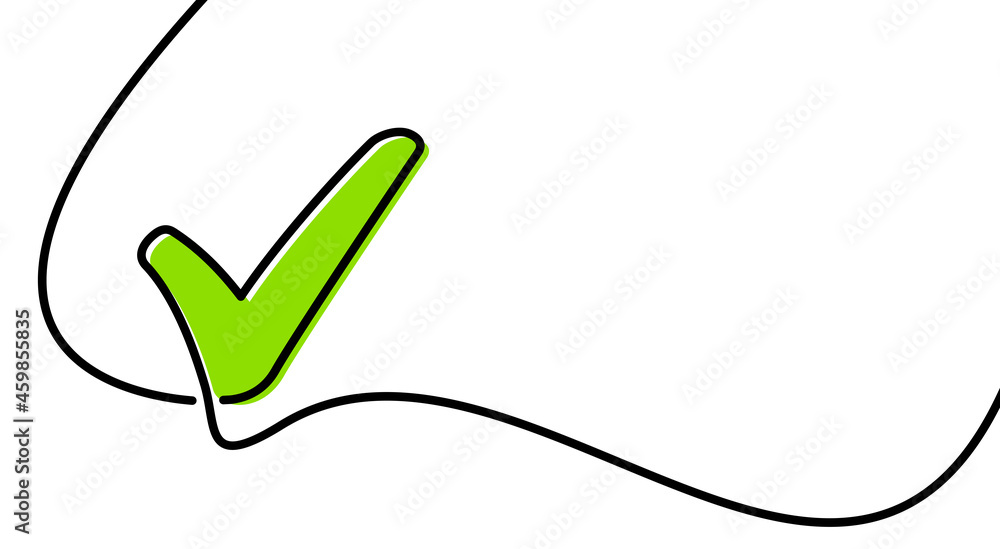Single line green check mark drawing.. Stock Vector | Adobe Stock