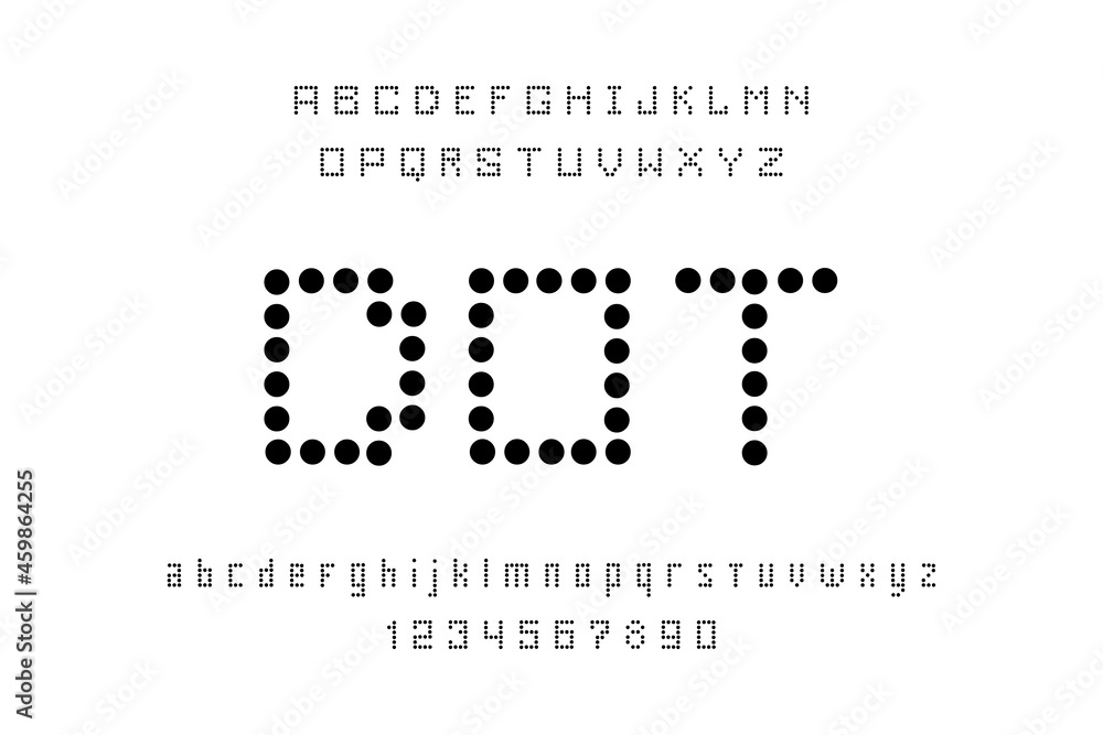 Dot Font, Alphabet, letters and numbers. flat style. isolated on white ...