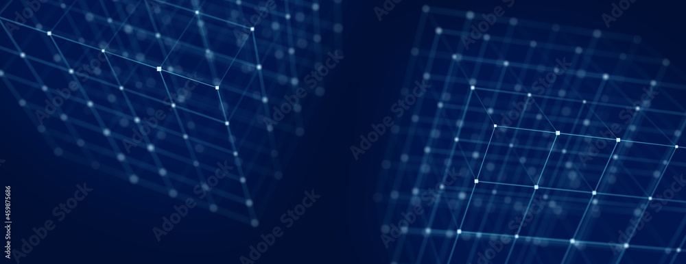 Abstract background with cube. 3d rendering. Technology shape with ...
