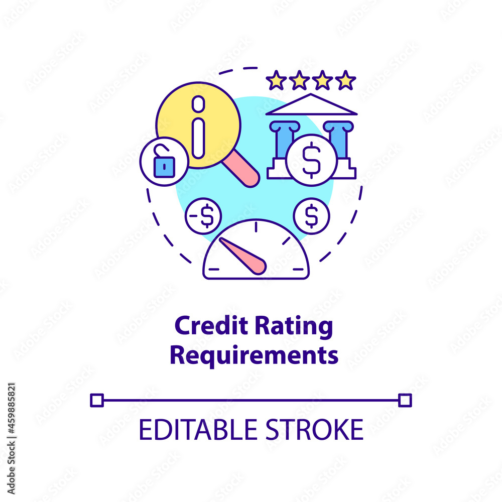 Credit rating requirements concept icon. Banking system regulation ...
