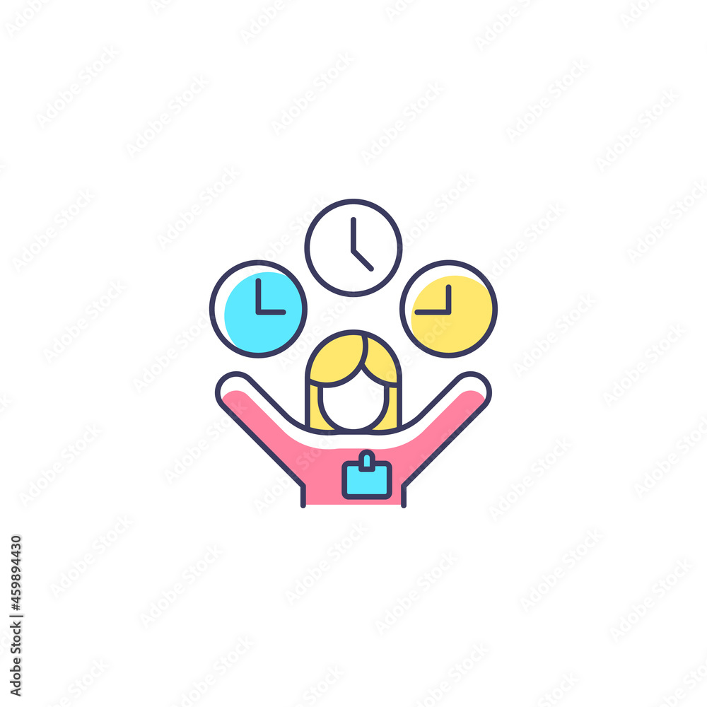 Flexible hours RGB color icon. Providing schedule flexibility ...