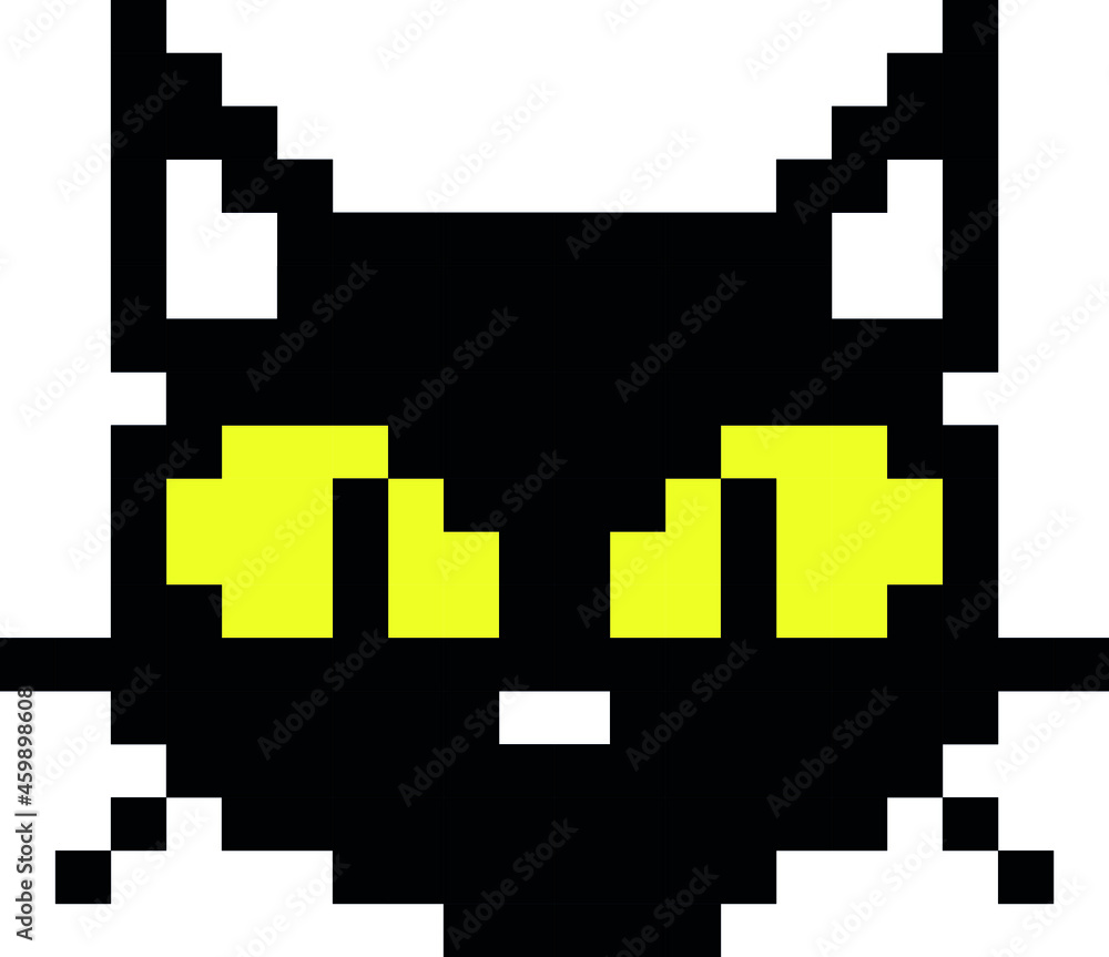 Black cat Pixel Art isolated on white Background. Vector illustration ...