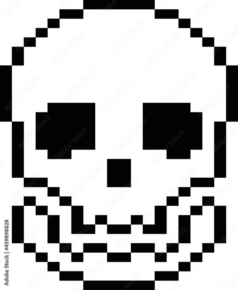 Skull Pixel Art isolated on white Background. Vector illustration ...