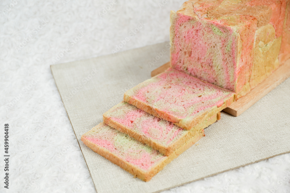 Rainbow on toasted bread. Rainbow bread toast. Stock Photo | Adobe Stock