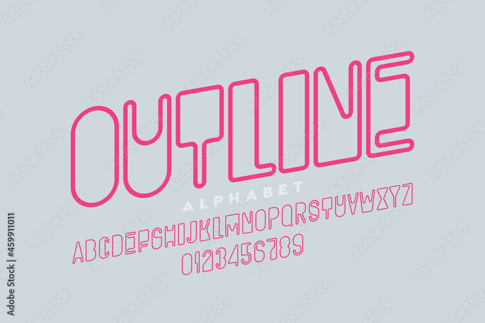 Outline style font design, alphabet letters and numbers vector ...