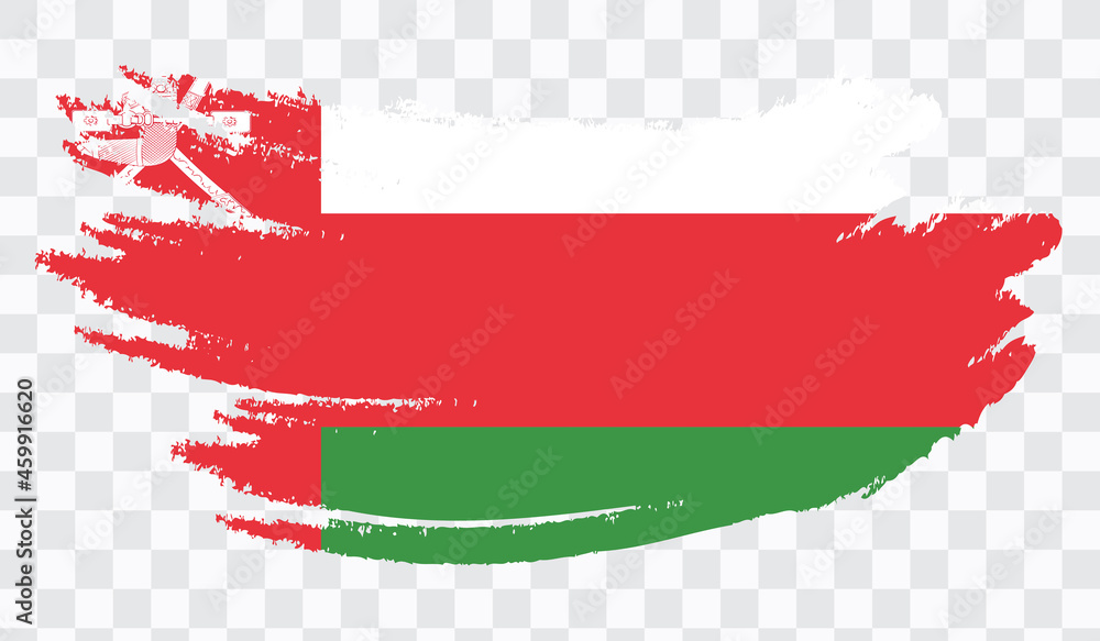 Grunge brush stroke with OMAN national flag. Watercolor painting flag ...