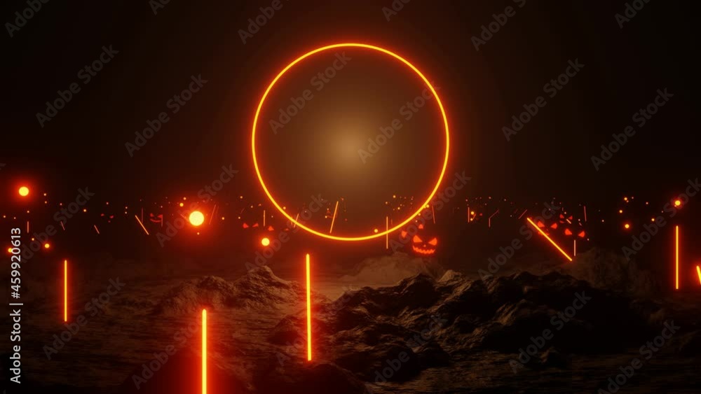 Halloween Scene Style Alien Terrain Looped Background animation with ...
