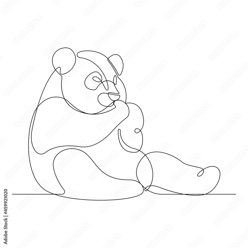 Continuous one line drawing of panda bear. Stock Vector | Adobe Stock