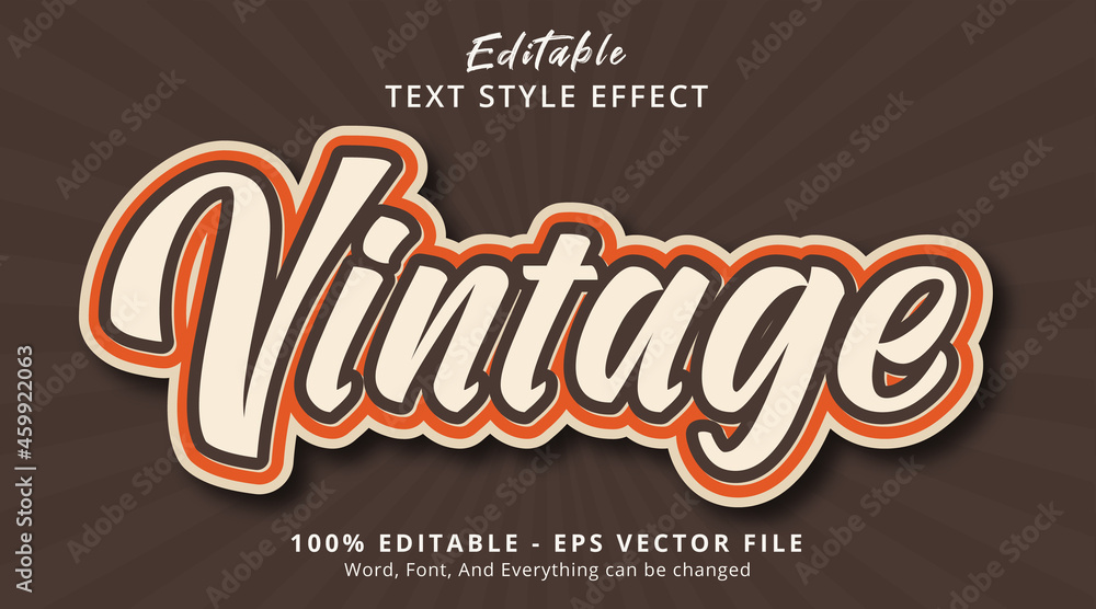 Editable text effect, Vintage text on retro brown color style Stock ...